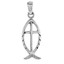 Sterling Silver Christian Fish with Cross Pendant / Charm, Italian Box ...