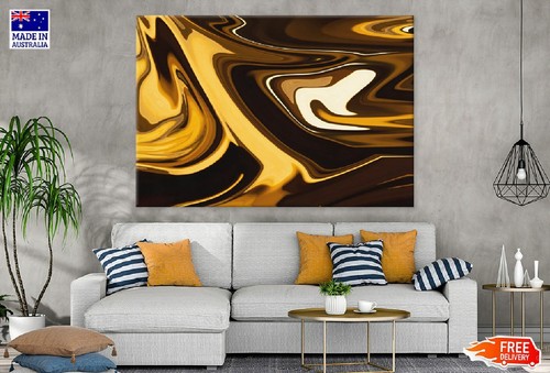 Brown Gold & Yellow Abstract Art Wall Canvas Home Decor Australian Made ...