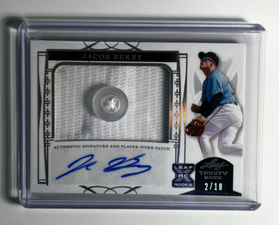 2022 Leaf Trinity - Jacob Berry #PA-JB1 XRC Button Patch Auto /10 | eBay