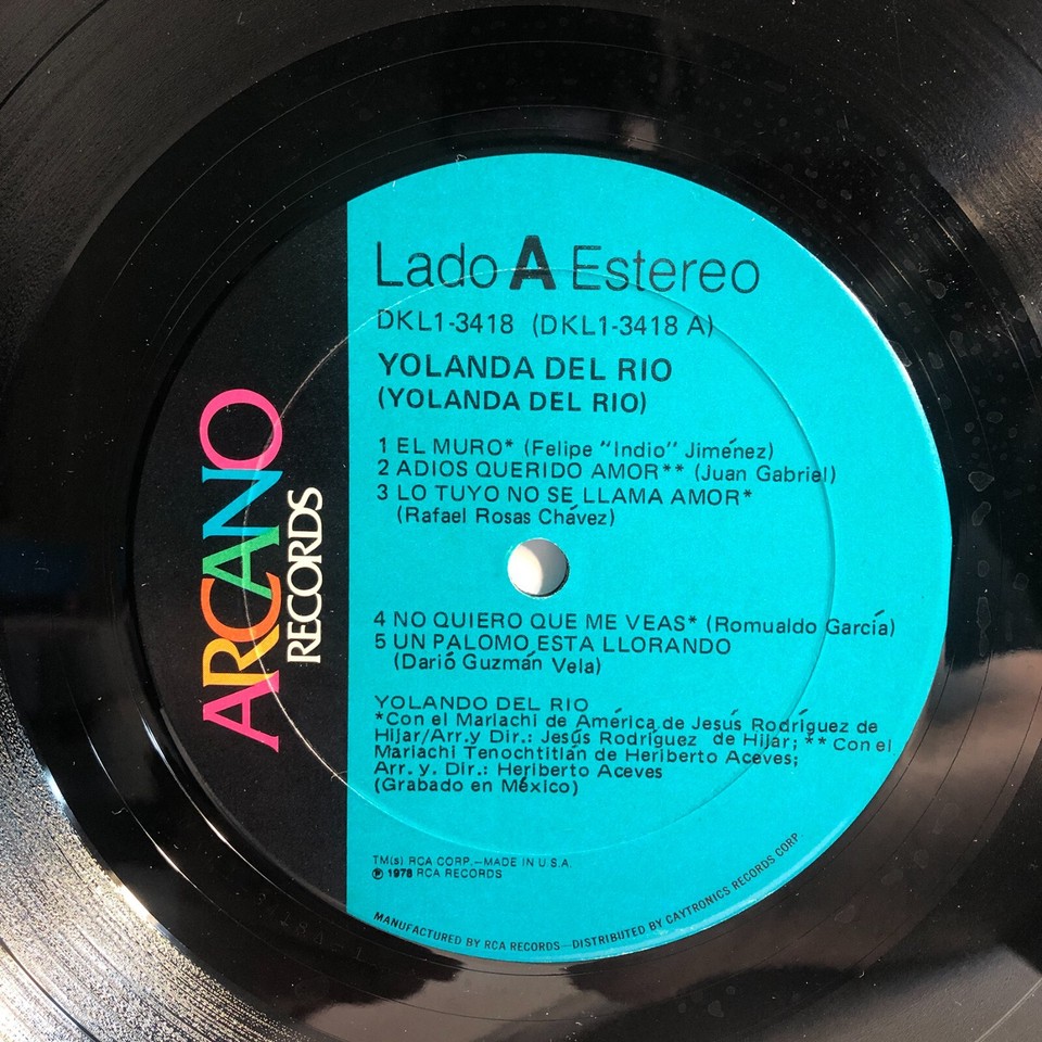 Yolanda Del Rio 1978 S/T ARCANO Mariachi Ranchera Bolero Vinyl Record ...