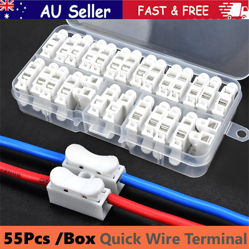2 Pin Push Quick Wire Cable Connector 220V-10A Wiring Terminal Spring ...