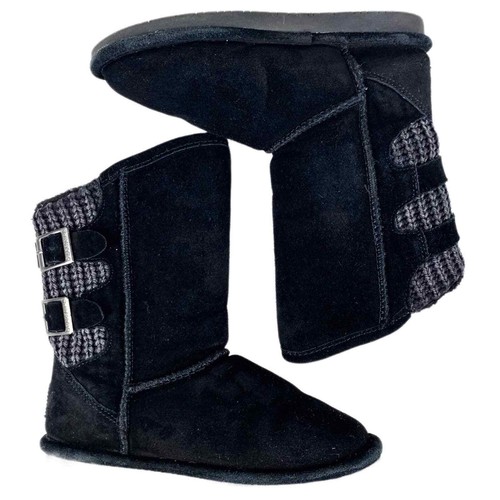 BEARPAW 1669Y Youth Boshie Black Suede Pull On Boots Size 2 | eBay