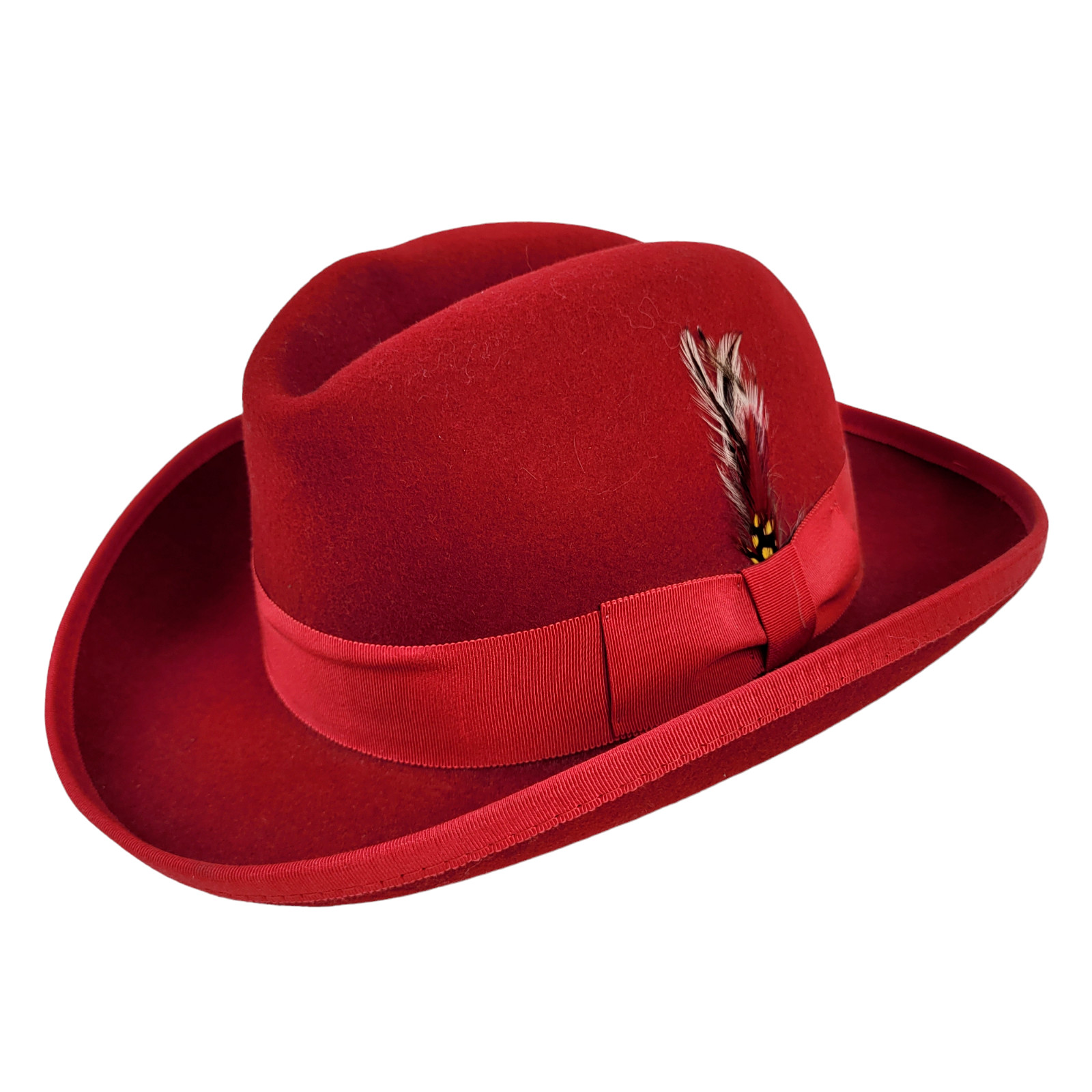 Capas Design Red Wool Men's Godfather Fedora Hat Blac… - Gem