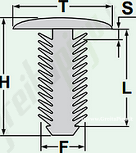 10x 6mm Hole, 14mm Head Fir Tree Trim Clips Spruce Arch Liner Plastic ...