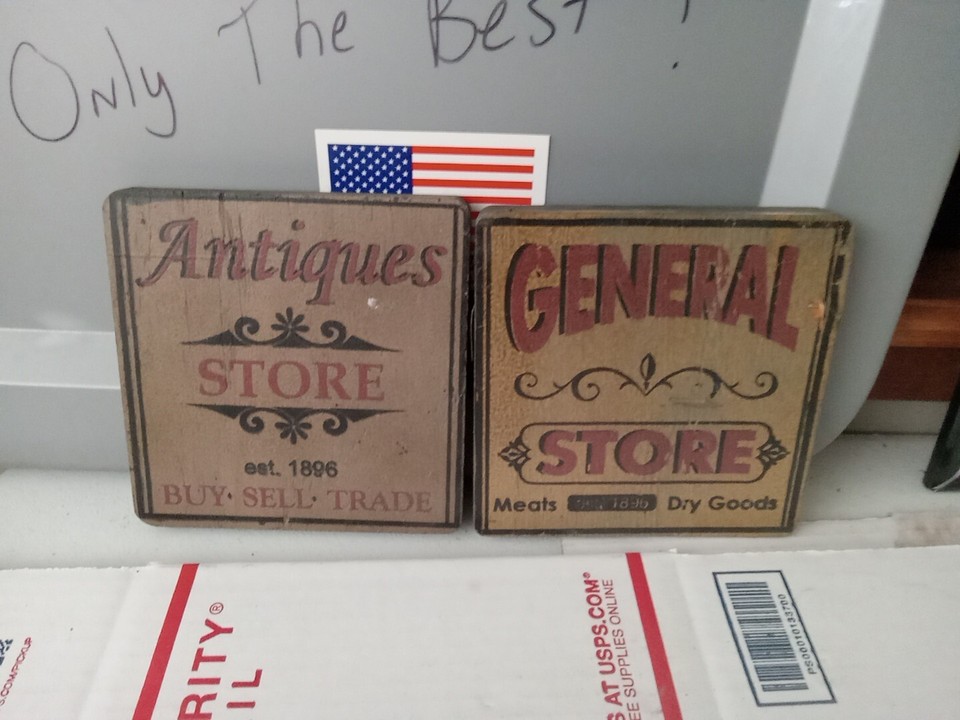 Lot Of 2 Antique Vintage General Store Advertising Signs Rare 6x6" Trl1 ...