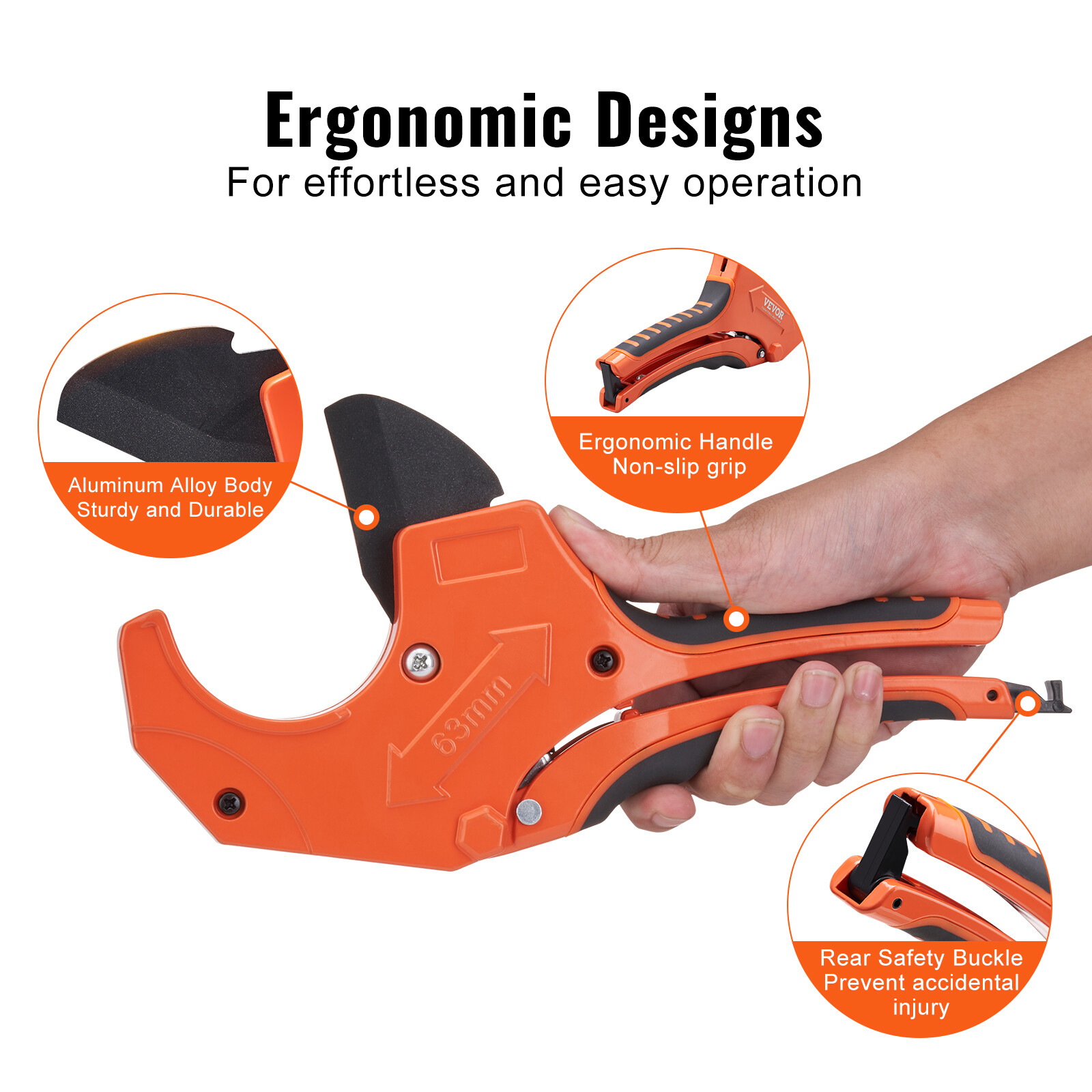 VEVOR 2-1/2" 63mm PVC Pipe Cutter Ratcheting Pipe Cutter PEX PVC ...