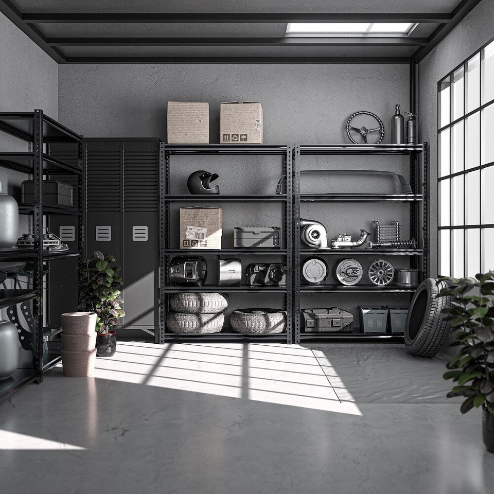 Heavy Duty Muscle Rack Garage Steel Storage 5 Shelf Adjustable Shelves ...