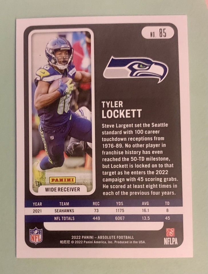 2022 Panini Absolute Football Yellow Tyler Lockett #85 Seattle Seahawks ...