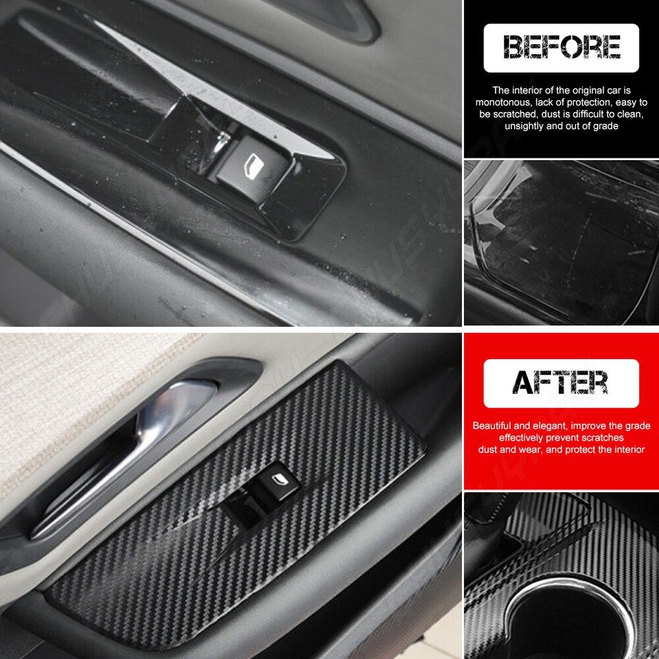 For BMW X5 E70 X6 E71 08-14 Carbon Fiber BK Car Interior Decor Kit Trim ...