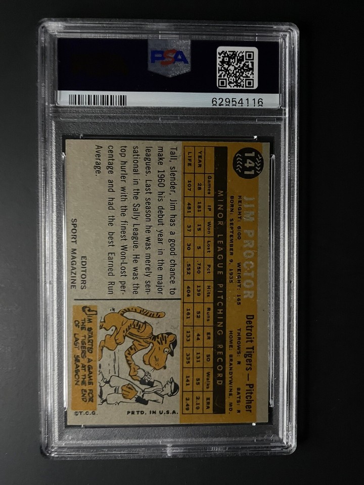 1960 Topps Jim Proctor Rookie Star graded PSA 6 Detroit Tigers | eBay