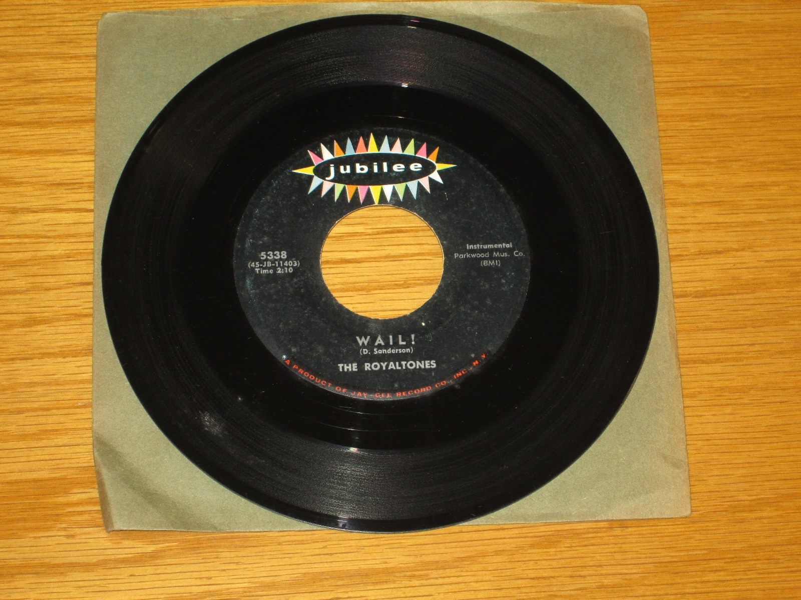 GREAT INSTRUMENTAL 45 RPM - THE ROYALTONES - JUBILEE 5338 - "POOR BOY ...
