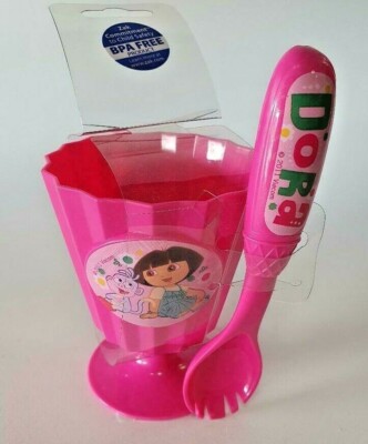 DORA THE EXPLORER KIDS ICE CREAM CUP & SPOON SET | eBay