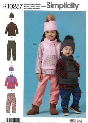Simplicity R10257 Pullover Top w Kangaroo Pocket, Pants & Hat Sz 4-8 UC ...