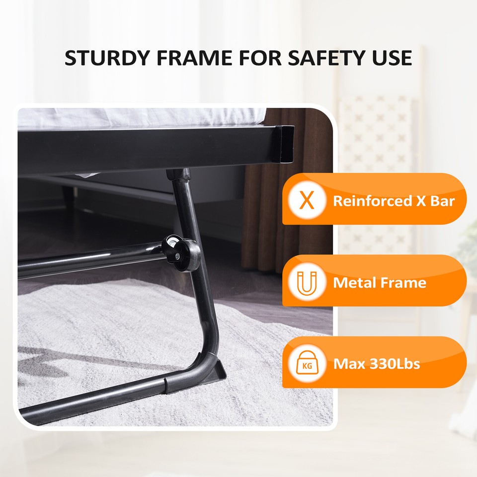 Daybed with Pop Up Trundle, Heavy Duty Metal Twin Bed with Trundle ...