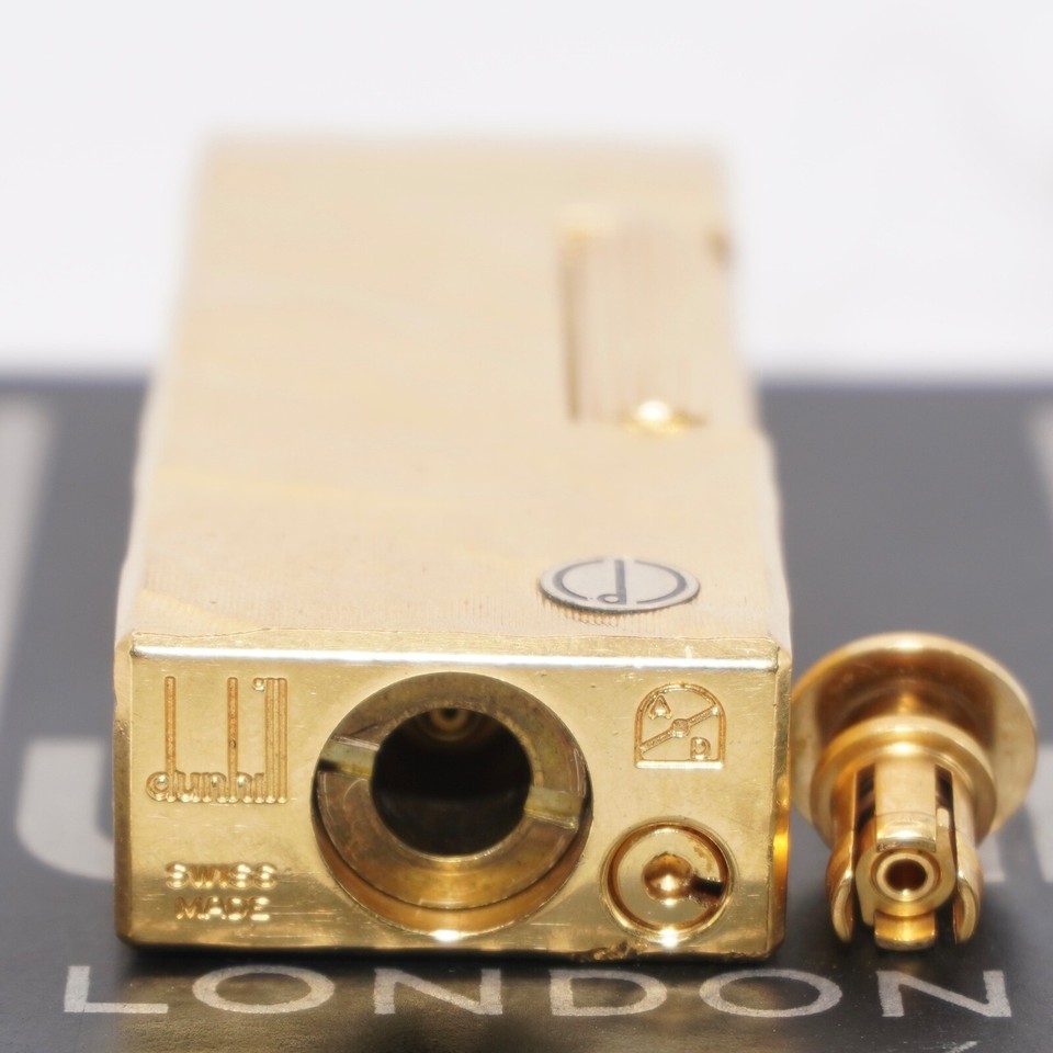 With D Mark Dunhill Lighter Gold plate Silk Moire Pattern ...