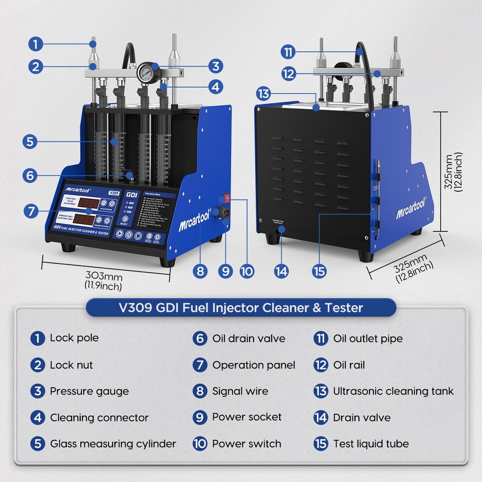 Fuel Injector Cleaner Tester GDI/EFI/FSI Injectors Cleaning Machine 4 ...