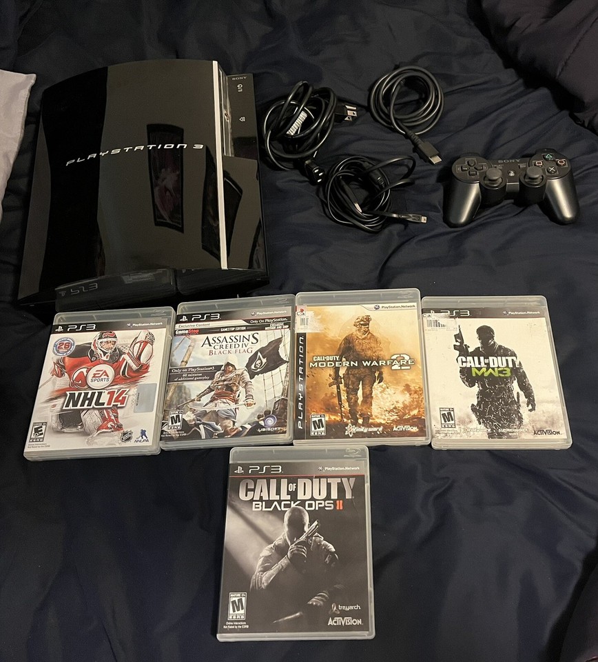 PS3 Console + Controller & Cables With 5 Games | eBay