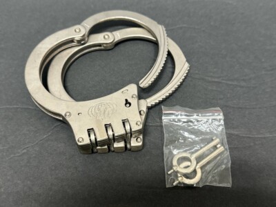 JF REAL METAL TACTICAL HANDCUFFS Double Lock Hinge Hand Cuffs Keys | eBay