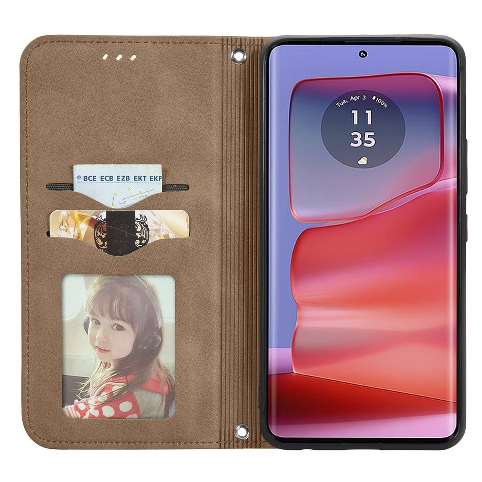 For Motorola Moto Edge 50 Ultra Retro Skin Feel Magnetic Flip Leather ...