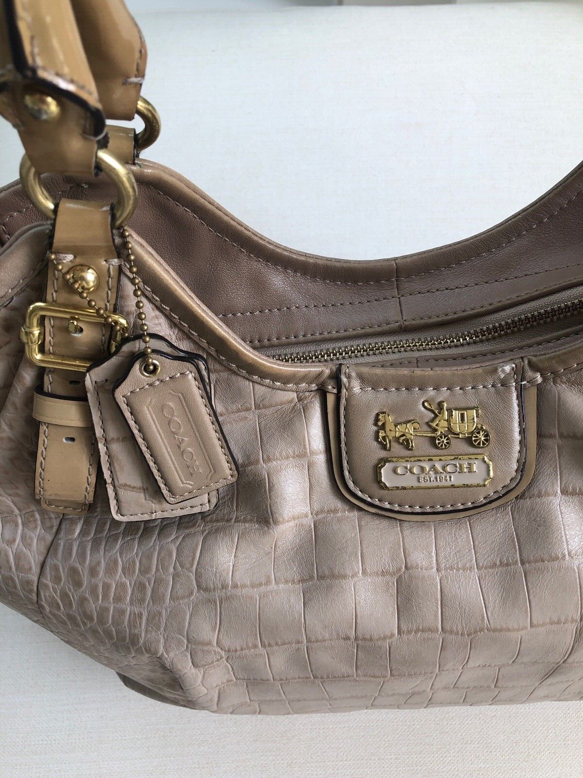 Coach Tan Alligator Crocodile Print Leather Large Sho… - Gem