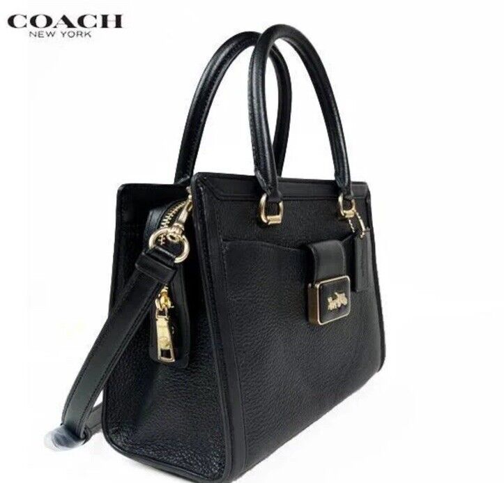 COACH GRACE CARRYALL BLACK/Gold Satchel BAG CC141 Hor… - Gem