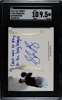 2017 Leaf Trinity Autographed Silver /5 Shane Baz SGC 9.5 w 10 Auto Pop ...