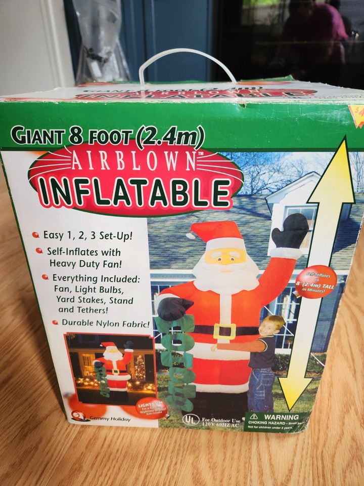 Gemmy 2002 RETIRED Giant 8 Ft Christmas SANTA CLAUS Airblown Inflatable ...