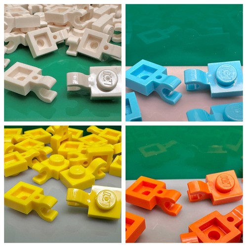 LEGO Plate 1 x 1 With Horizontal Clip 52738, White, Orange Yellow, 30 ...