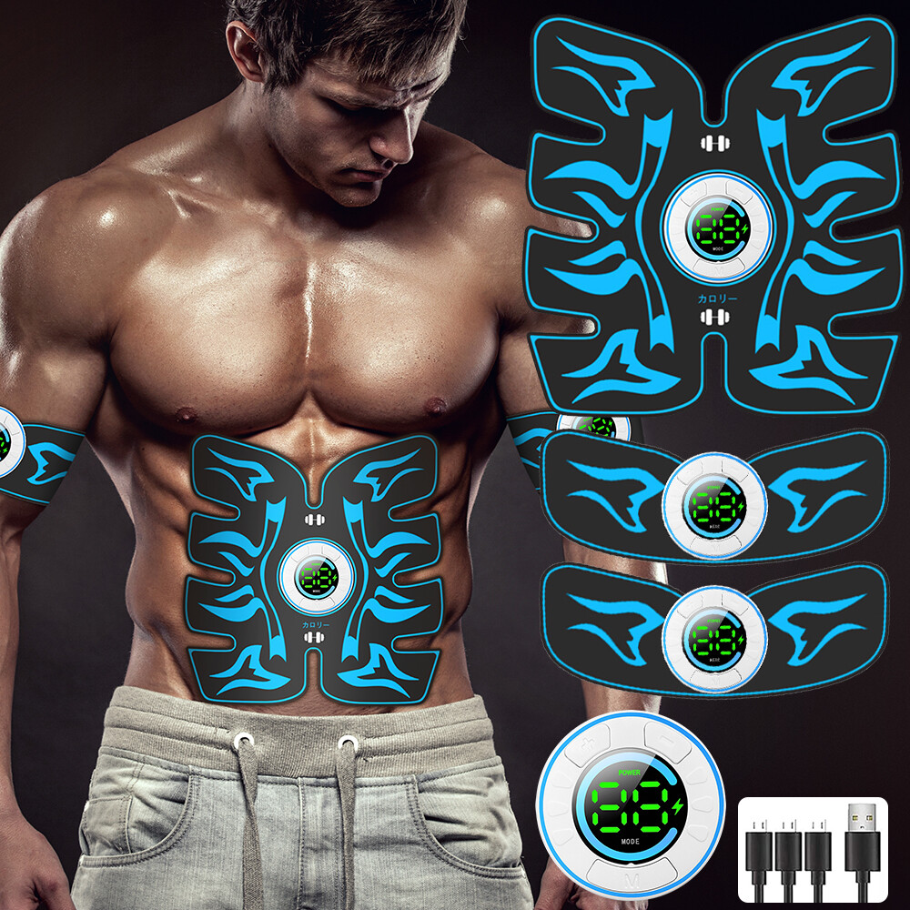 Rechargeable EMS Abdominal Muscle Toning Trainer Belt ABS Stimulator ...