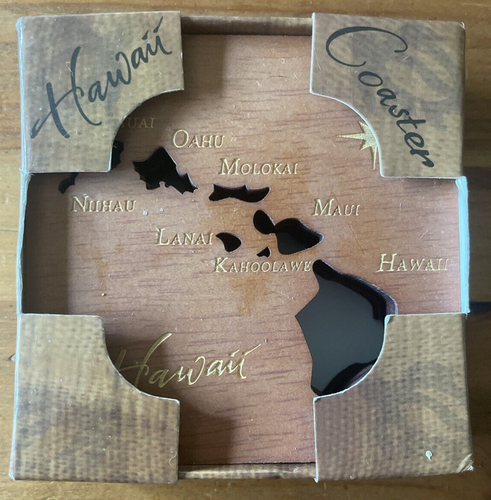 Wooden HAWAII etched Wooden Coaster 4 Pieces Chiefly Company LTD | eBay