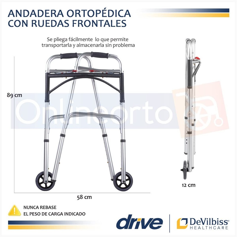 Drive Medical Deluxe - Walker two button folding w/ 5" wheels | eBay