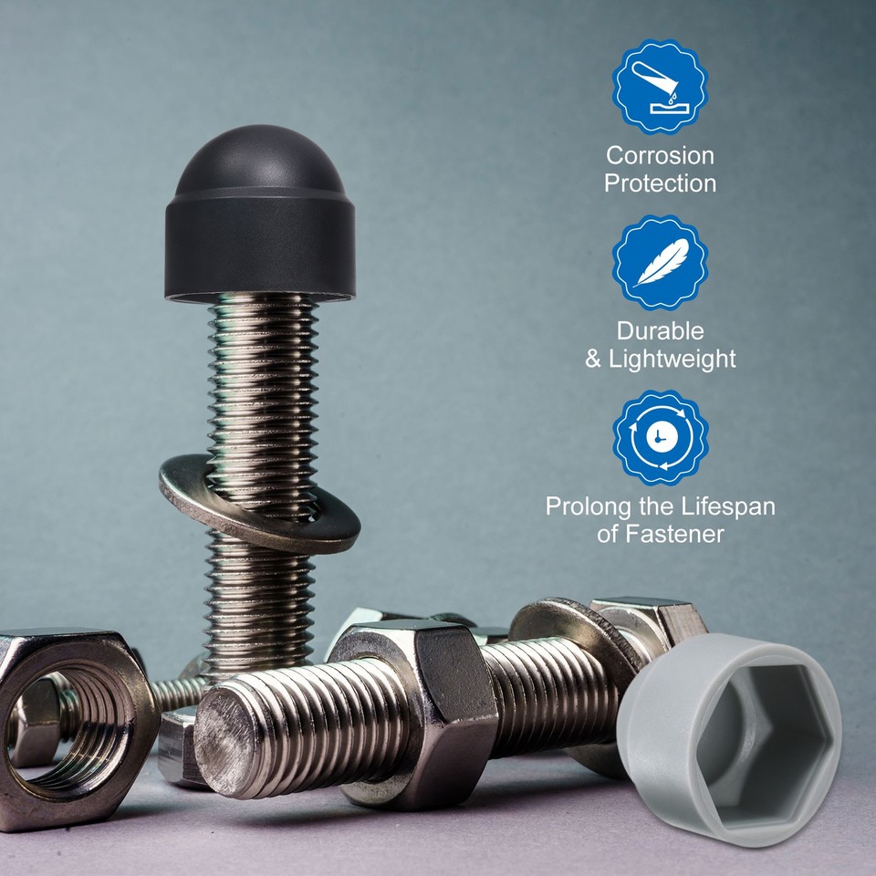 12Pcs Hex Nut Cover, M5x8x10mm Plastic Dome Nut Protection Cap, Gray | eBay