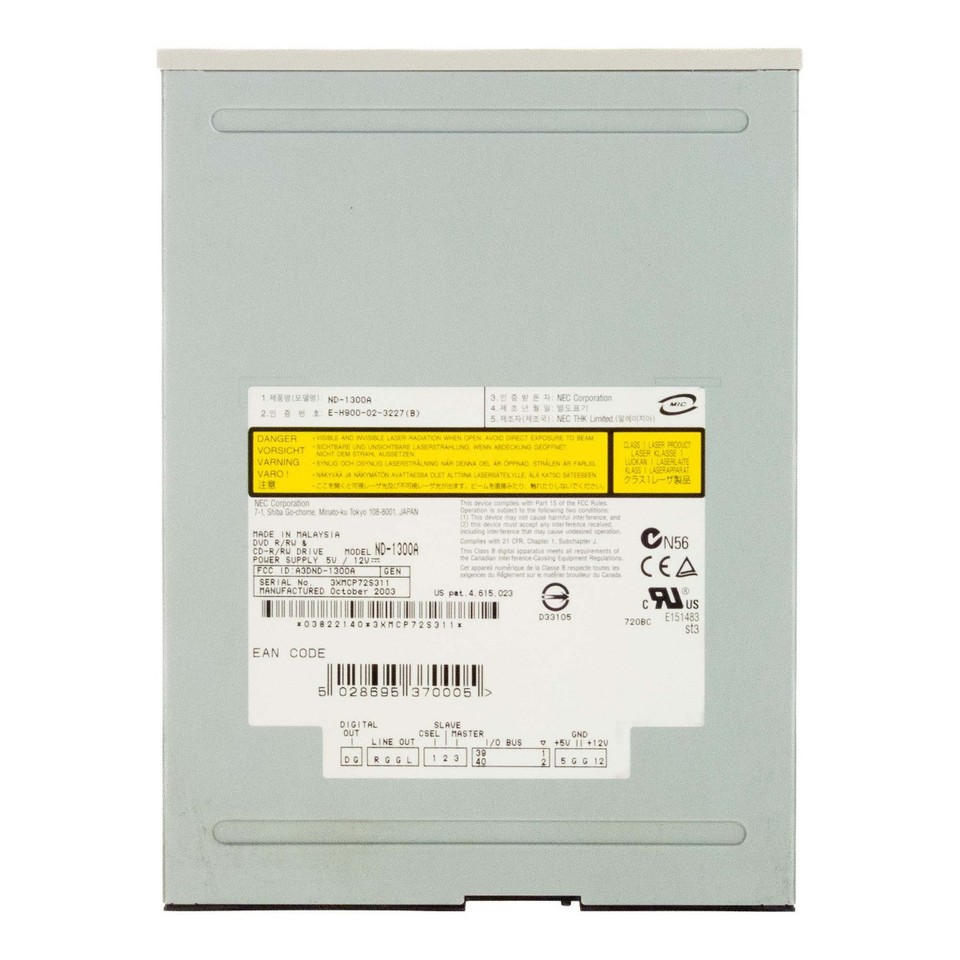 Internal Drive Burner NEC ND-1300A DVD R / Rw Cd-R/ Rw Drive Ata / Ide ...