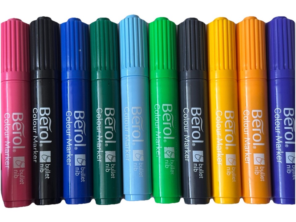 Berol Broad Tipped Colour Markers - Assorted Colours - Bullet Tip ...