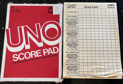 1984 Uno Score Pad-100 Double Score Cards | eBay