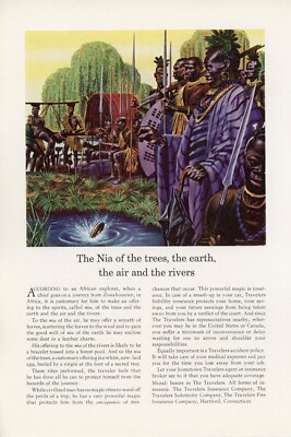 1940 Travelers Insurance Vintage Ad African Tribe Chief Nia Spirits ...