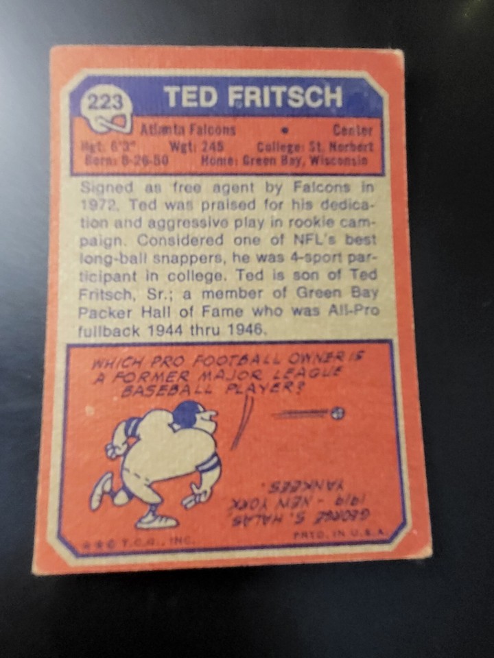 1973 Topps Ted Fritsch football card #223 | eBay