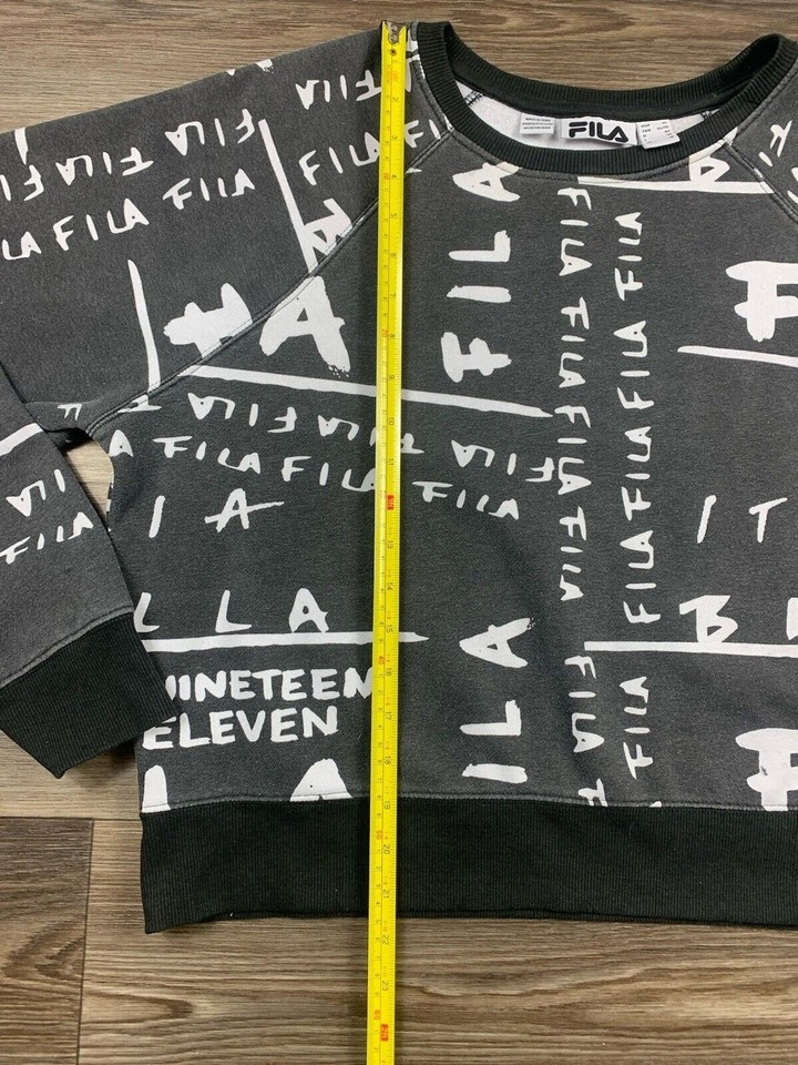 FILA ALL THE RAGE Crew 1911 Graphic Logo Cropped Sweatshirt Women's XL ...