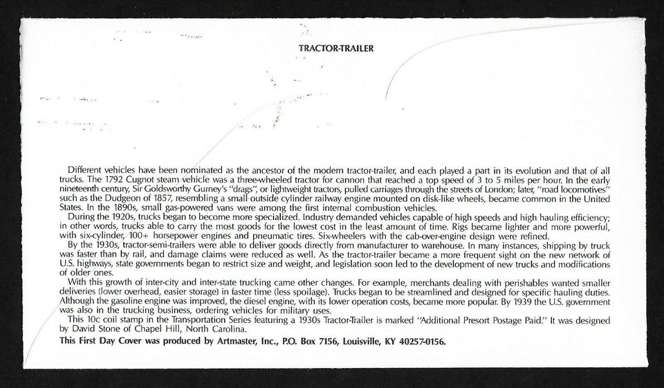 #2458 10c Tractor Trailer 1930s-Artmaster FDC Coil (3) | eBay