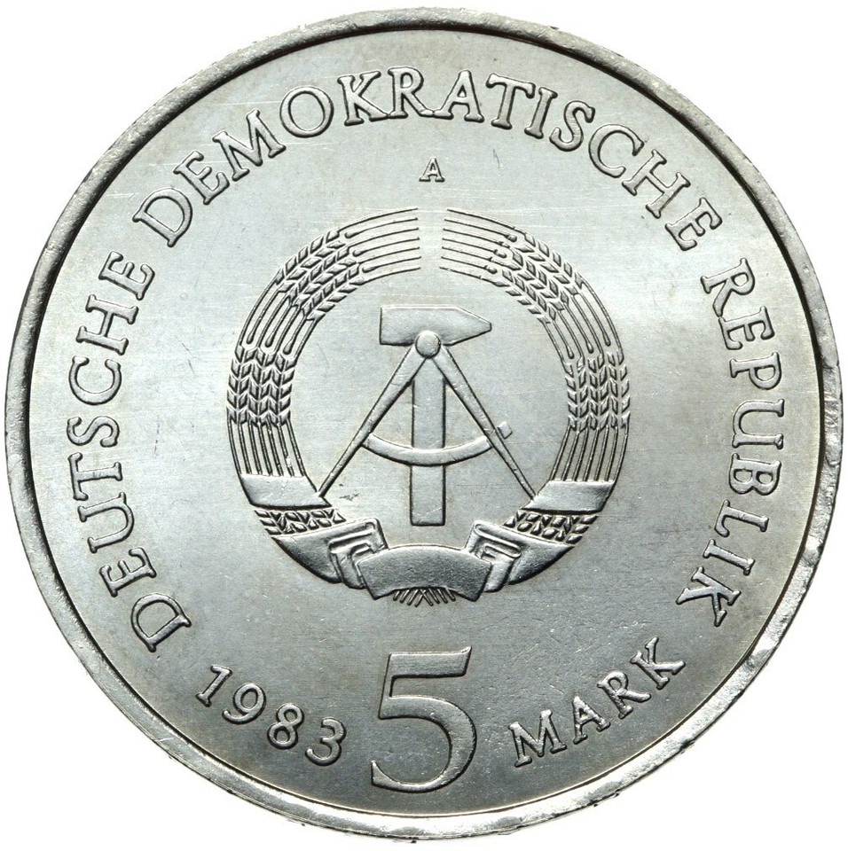 Commemorative coin East Germany GDR 5 Mark 1983 A - Eisleben - Martin ...