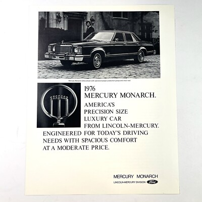 Ford Mercury Monarch Vintage 1976 Print Ad 8x10.75" 70s Automobile Cars ...