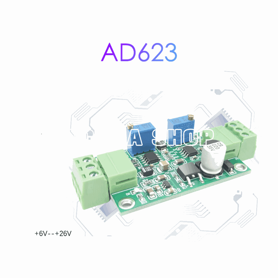 AD623 amplifier module, instrumentation amplifier, precision microvolt ...