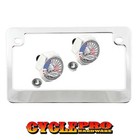 Chrome Metal Motorcycle License Plate Frame Hex Tag Bolt Kit 911 EAGLE ...