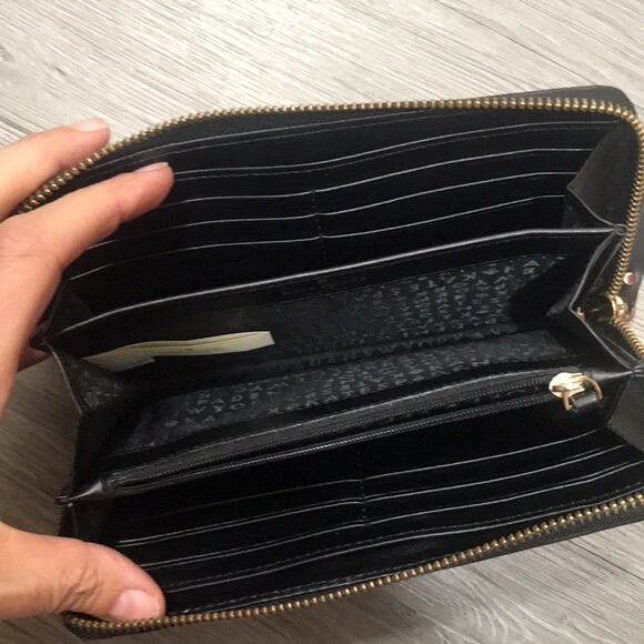 Kate Spade Grant Street Grainy Vinyl Neda Pink & Black Wallet | eBay