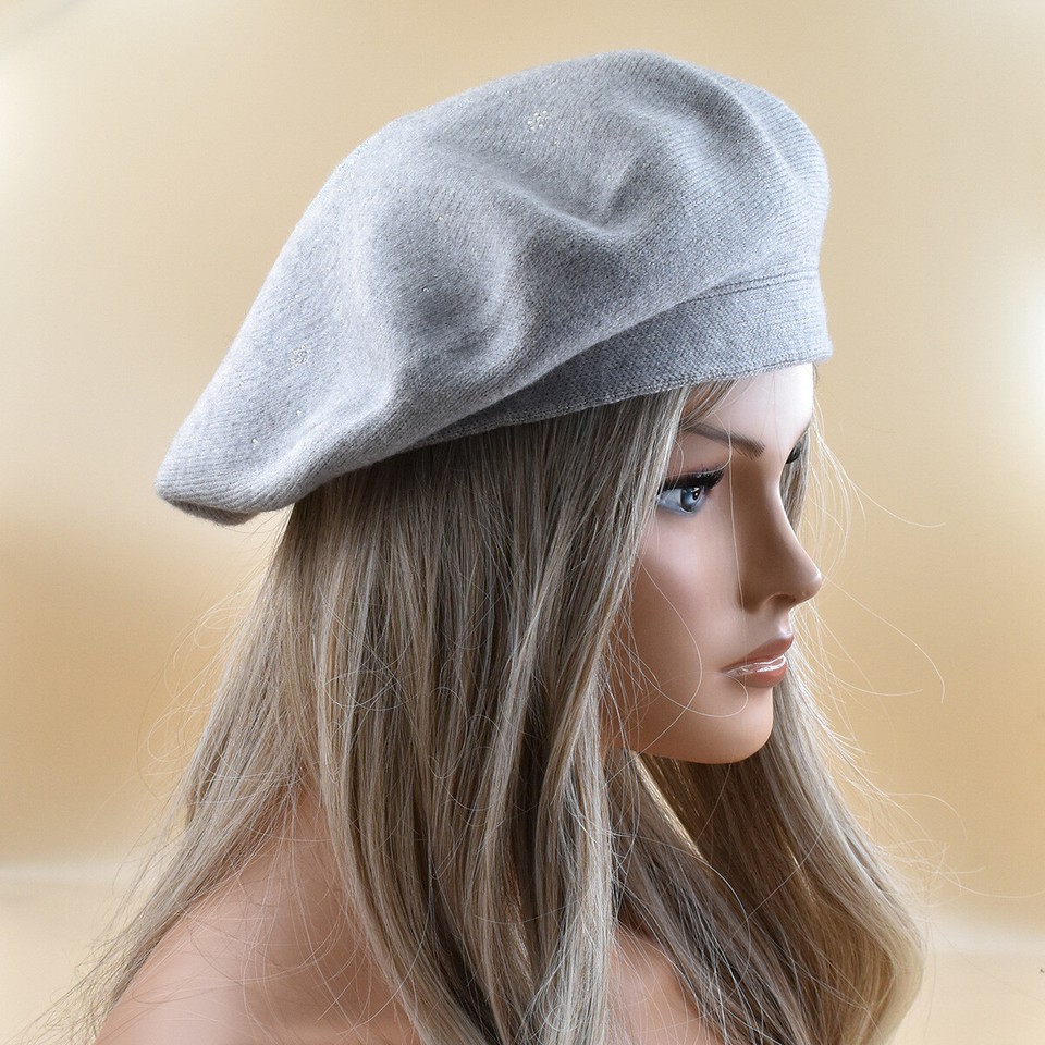 Women Wool Cashmere Blend Winter Knitted Berets Hat Warm Painter Cap ...