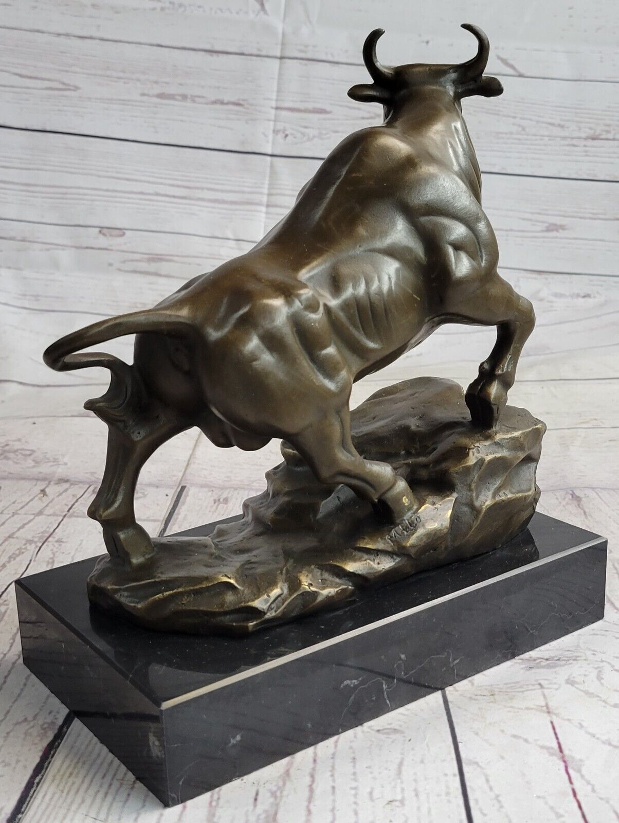 Western European Style Pure Bronze Copper Bull Wild OX Art Deco Statue ...