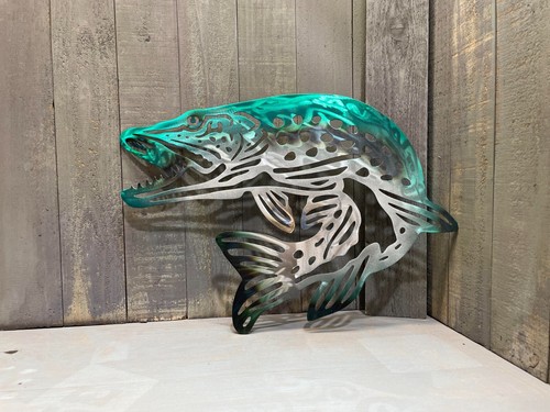 Metal 24" Pike Fish Plasma Cut Sign Art Fishing Lake Wall Decor | eBay
