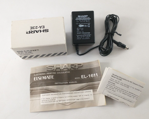 Sharp EA-23E AC Adapter Charger For ELSI MATE EL-1611 Calculator + User ...