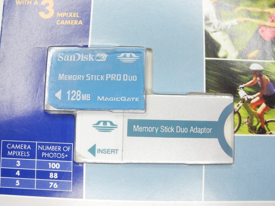 NEW SanDisk 128MB MEGABYTE Memory Stick Pro Duo Card For Sony Camera w ...