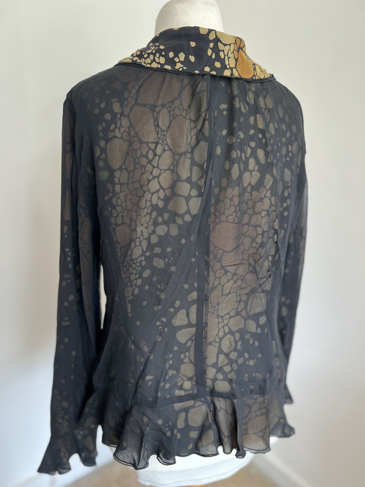 Jaeger Size 16 Blouse Black Animal Print Reversible L… - Gem